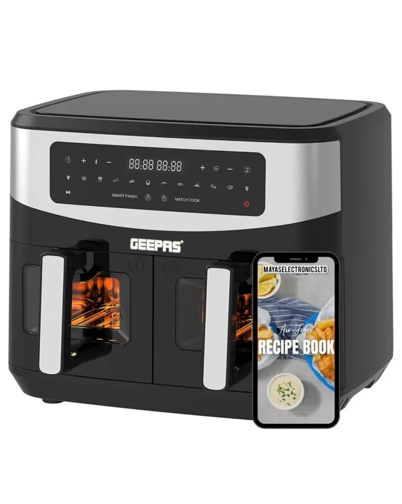 Buy Geepas 9 L Dual Basket Digital Air Fryer, with VORTEX Air Frying ...